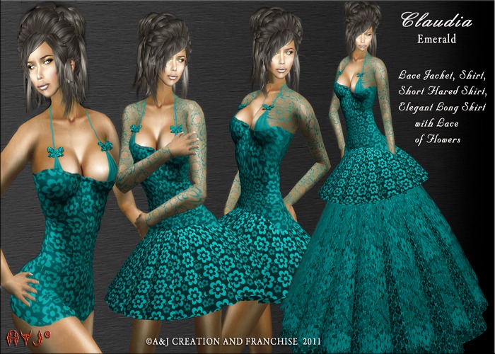 Second Life Marketplace - !!SEXY & ELEGANT SET FOR WOMAN!! MOD. CLAUDIA EMERALD *PROMO*- A&J ...