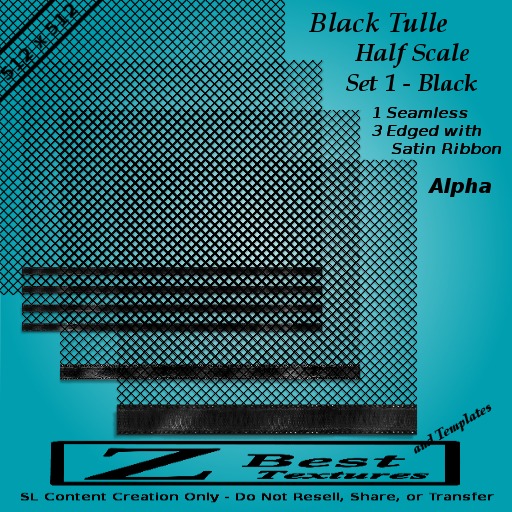 Second Life Marketplace - Z Best Textures - Alpha Tulle Black Half ...