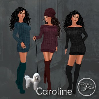 Second Life Marketplace - Tess Designs CAROLINE Set BLACK *Mesh