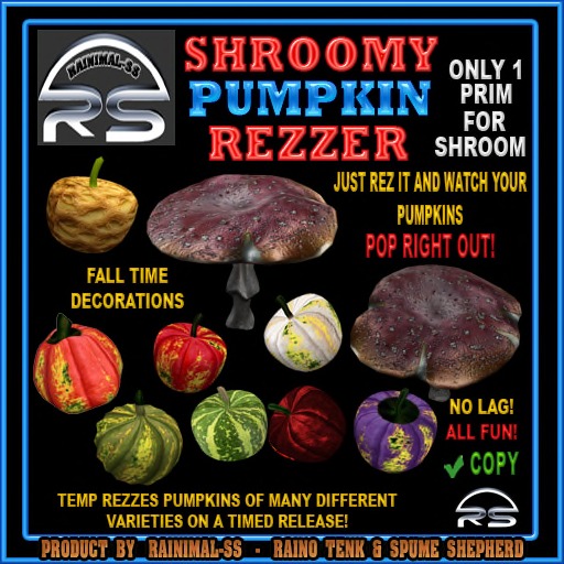 Second Life Marketplace - RainimalSS - Pumpkins rezing Shroomy - Boxed