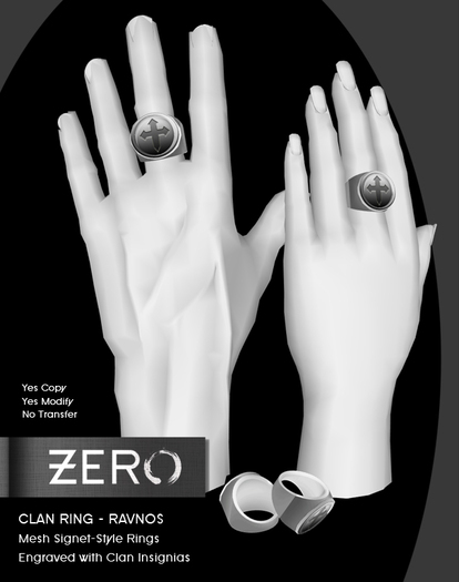Second Life Marketplace - [ zerO ] Mesh Clan Signet Ring (Male+Female ...