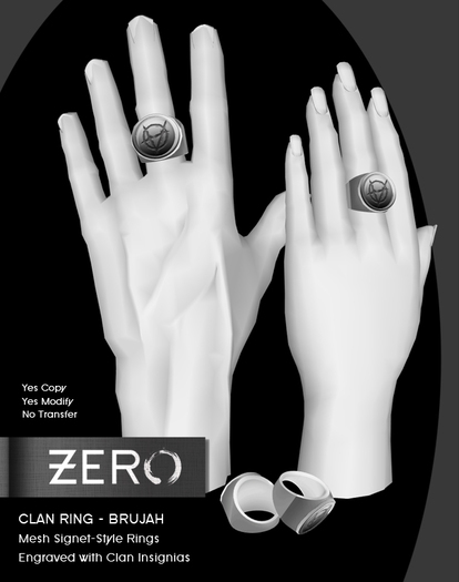 Second Life Marketplace - [ zerO ] Mesh Clan Signet Ring (Male+Female ...