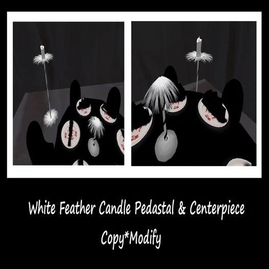 Second Life Marketplace - White Feather Candle Pedestal & Centerpiece *CHB*