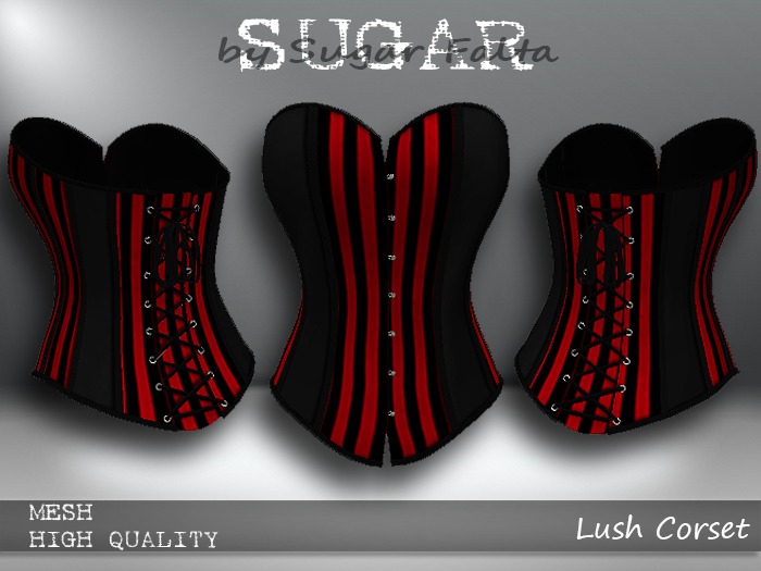 Second Life Marketplace - SUGAR - Lush Corset - STRIPED RED