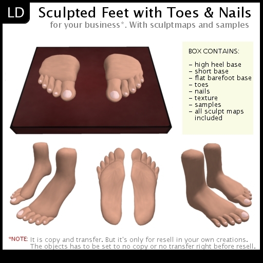 Second Life Marketplace - LD Sculpted Feet with Toes & Nails - full ...