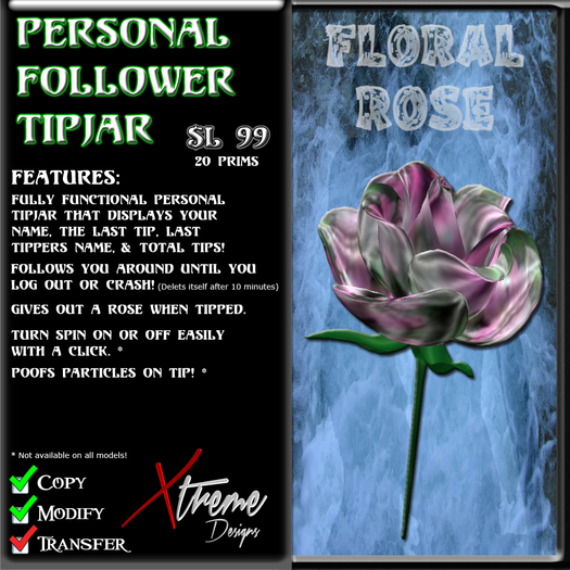 Second Life Marketplace - Personal Follower Rose Tipjar - Floral ...