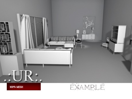 Second Life Marketplace - .:UR:. Reader Living Room Set (full perm mesh)