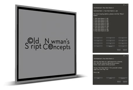 Second Life Marketplace - ONSC Dialog Menu / Item Variation Vendor