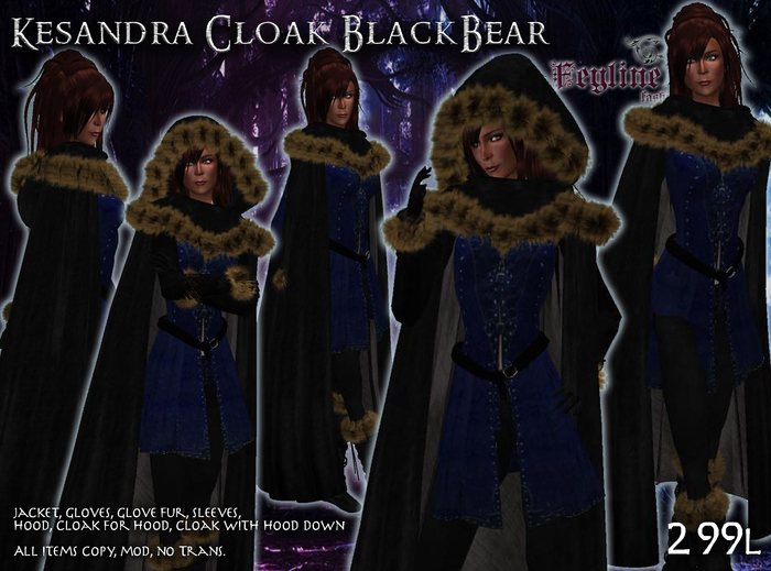 Second Life Marketplace - *FF* Kesandra Cloak BlackBear