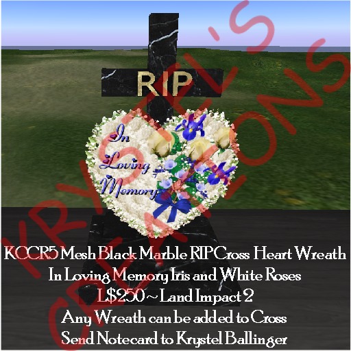 Second Life Marketplace - KCCR5 RIP Mesh Black Marble Cross with Iris ...