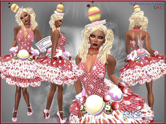 Second Life Marketplace - ZULOO-Sweety Cake Outfit / Costume w/Optional ...