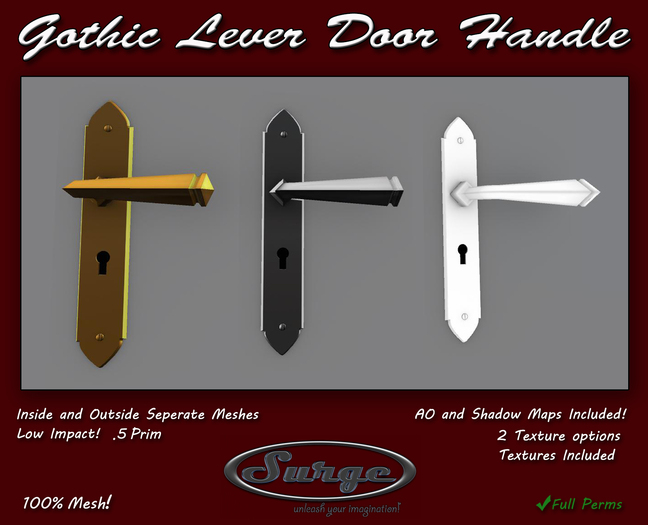 Second Life Marketplace - Gothic Lever Door Handle - Full Permission ...