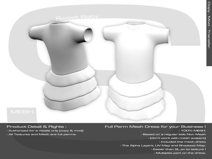 Second Life Marketplace - Sweet Baby - Regular Kid Mesh Dress Model 03