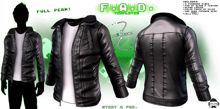 Second Life Marketplace - F.A.D. // Men's Double Layered Leather Jacket ...