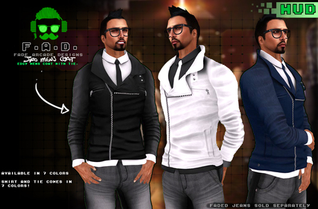 Second Life Marketplace - F.A.D. // Jiro Men's Coat + HUD DEMO