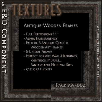 Second Life Marketplace - [AWF004] 6 512px Antique Wood or Stone Frame ...