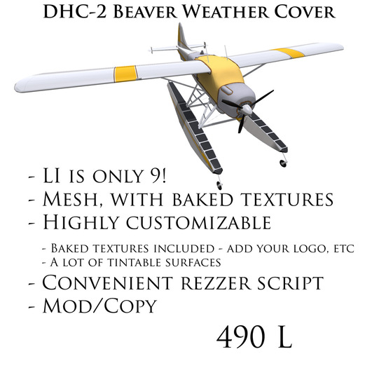 Second Life Marketplace - DHC-2 Beaver mesh weather cover