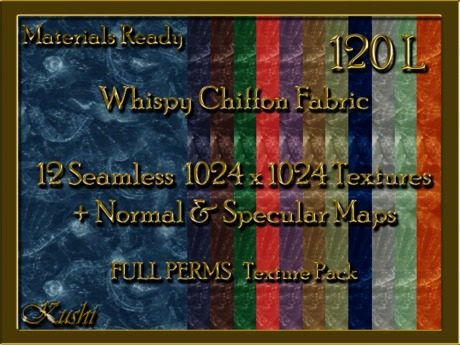 Second Life Marketplace - *Kushi* Whispy Chiffon Seamless Texture Pack ...