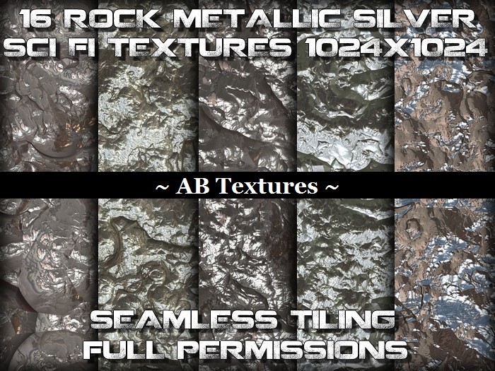 Second Life Marketplace - 16 textures of metallic silver rock 1024x1024 ...