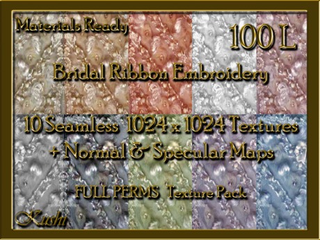 Second Life Marketplace - *Kushi* Bridal Ribbon Embroidery Seamless ...