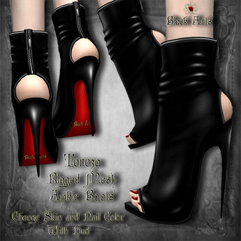 Second Life Marketplace - ~Black Arts~Tereza Rigged Mesh Peep Toe Boots ...