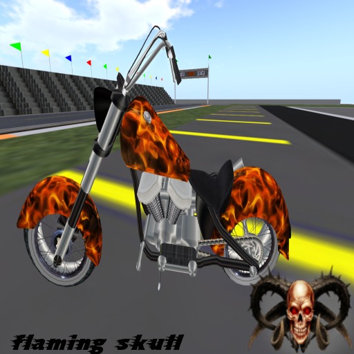 Second Life Marketplace - 100 flaming skull bike_Ape Hangers_Kickstand