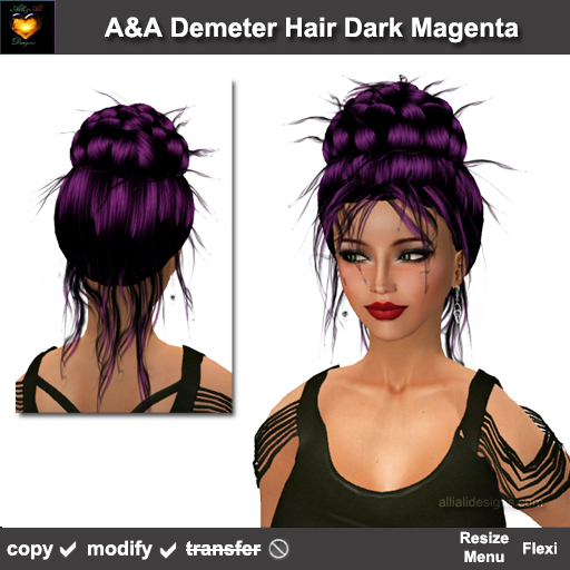 Second Life Marketplace - A&A Demeter Hair Dark Magenta (Special Color ...