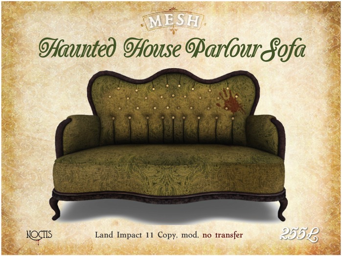 Second Life Marketplace - [noctis] Mesh Haunted House parlour Sofa