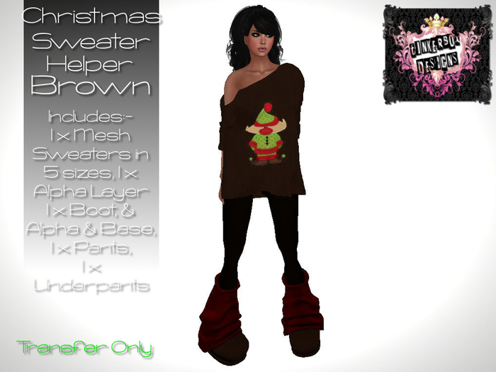 Second Life Marketplace - .::Tinkerbox::. Reindeer Off Shoulder Sweater ...