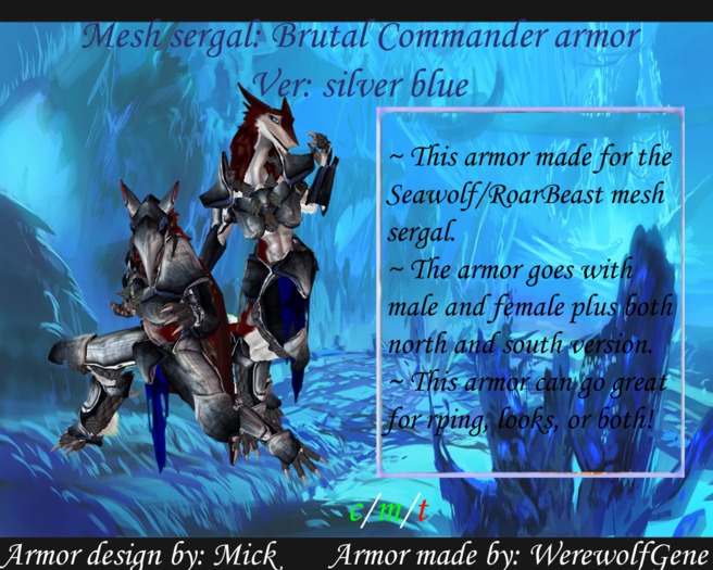 Second Life Marketplace - Mesh Sergal: Brutal commander Silver Blue