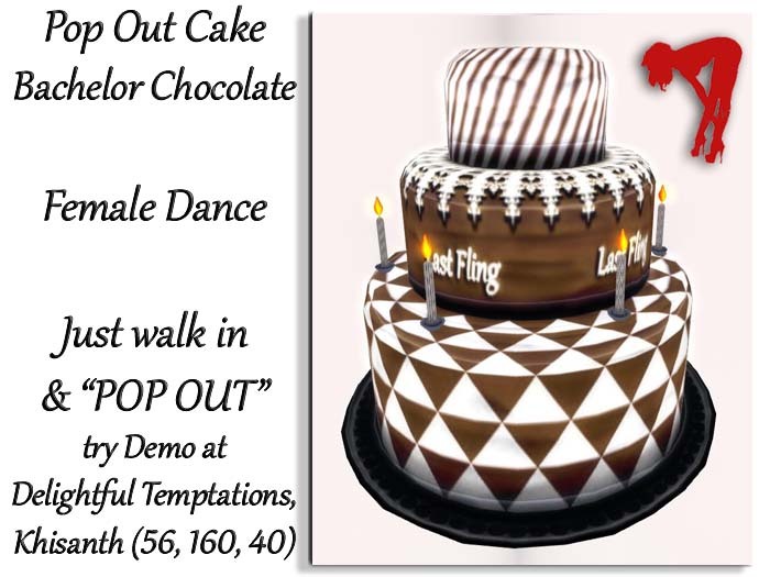 Second Life Marketplace - Pop Out Cake Bachelor-Chocolate