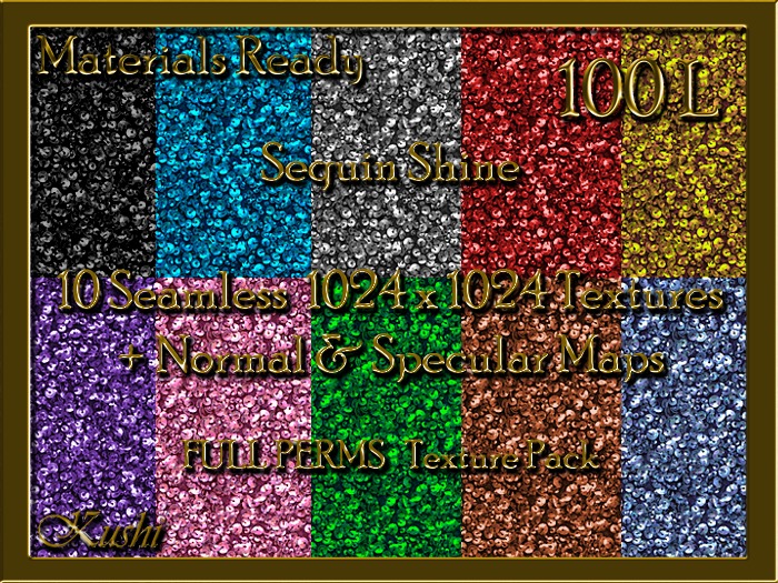 Second Life Marketplace - *Kushi* Sequin Shine Seamless Texture Pack ...