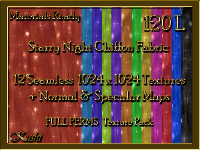 Second Life Marketplace - *Kushi* Genuine Chiffon StarryNight Fabric ...
