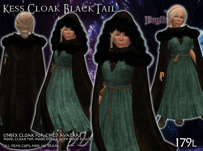 Second Life Marketplace - *FF* Kess Cloak BlackTail
