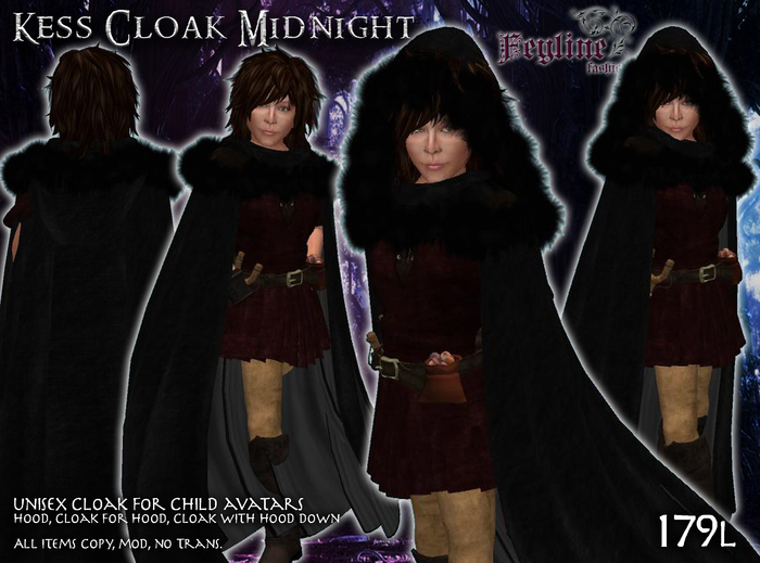 Second Life Marketplace - *FF* Kess Cloak Midnight