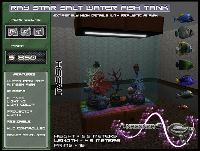 Second Life Marketplace - Ray Star Salt water fish tank