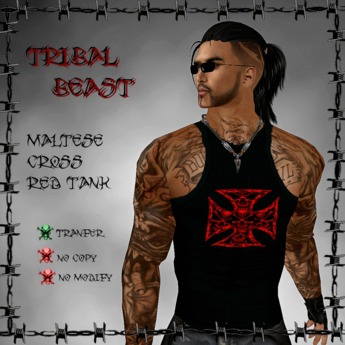 Second Life Marketplace - TRIBAL BEAST MALTESE CROSS TANK
