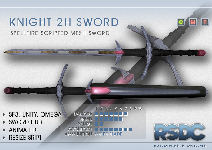 Second Life Marketplace - RSDC ARMOURY - KINGHT 2H SWORD - SPELLFIRE III