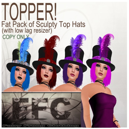 Second Life Marketplace - Topper! Top Hat Fat Pack