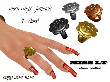 Second Life Marketplace - :: Miss LT Mesh flower rings fatpack