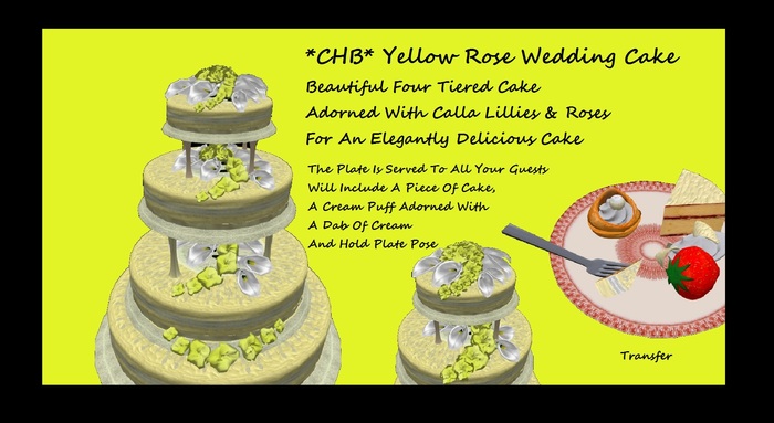 Second Life Marketplace - Yellow Roses Wedding Cake *CHB*