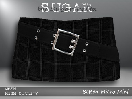 Second Life Marketplace - SUGAR Belted Micro Mini - BLACK PLAID