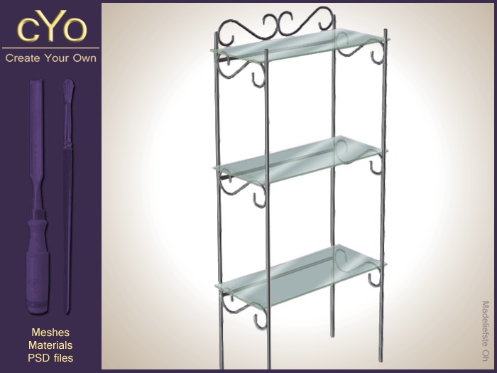 Second Life Marketplace - cYo 3 Shelves Display Rack, full perms mesh ...