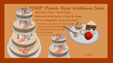 Second Life Marketplace - Peach Rose Wedding Cake *CHB*