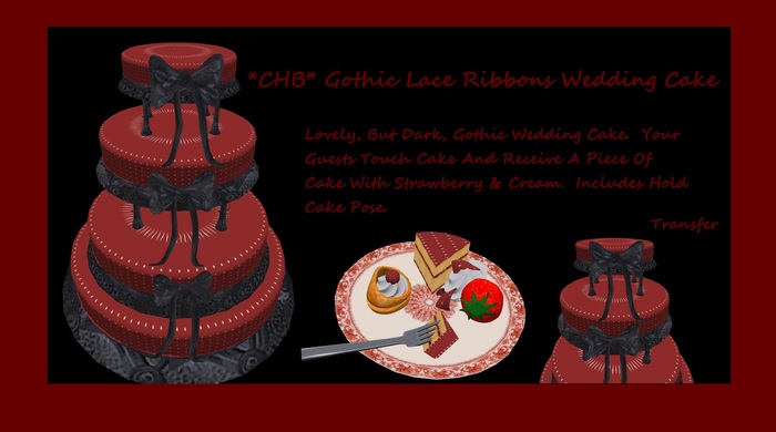 Second Life Marketplace - Gothic Lace Ribbons Wedding Cake *CHB*