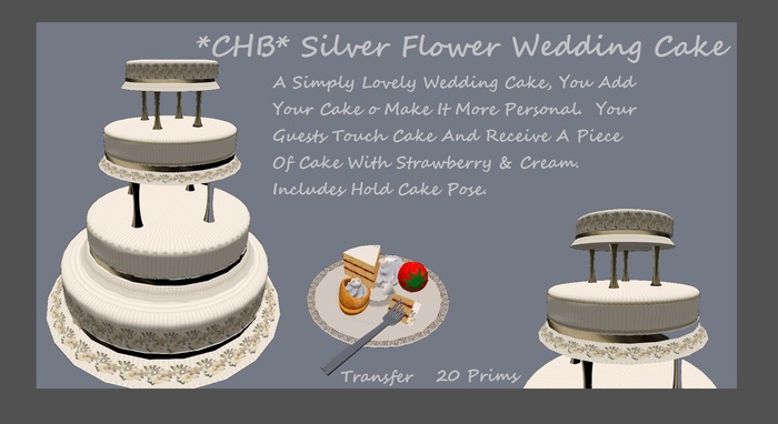 Second Life Marketplace - Silver Flower Wedding Cake *CHB*