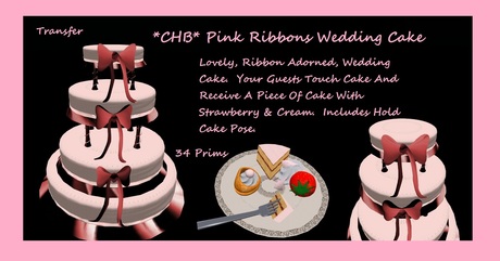 Second Life Marketplace - Pink Ribbons Wedding Cake *CHB*