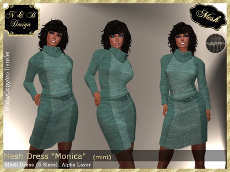 Second Life Marketplace - *N & B Design* Mesh Turtle Neck Dress "Monica ...