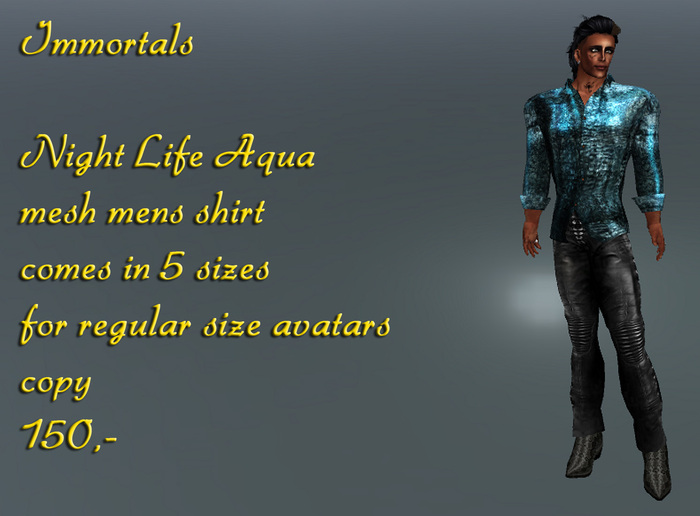 Second Life Marketplace - IMMORTALS FS NIGHT LIFE AQUA MENS SHIRT