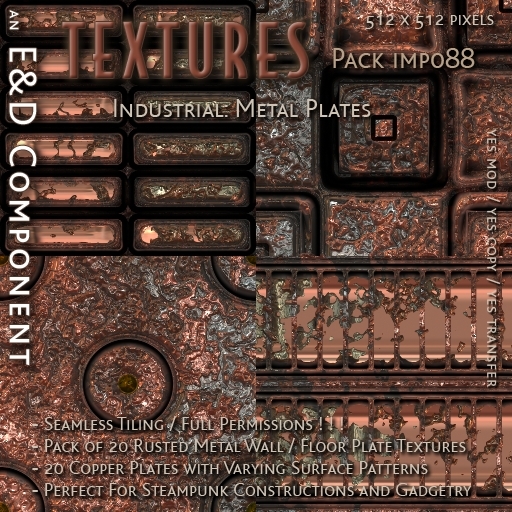 Second Life Marketplace - [IMP088] 20 Corroded Copper Steampunk Metal ...
